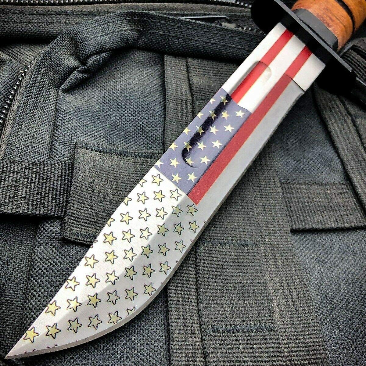 12" Flag Wwii Fixed Blade Survival Hunting Knife