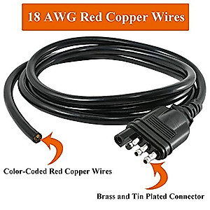 Oyviny 4 Way Flat Trailer Connector 5 Feet Jacketed Cable Heavy Duty Extension Cable Standard 4 Pin Trailer End Wiring Harness Adapter 18AWG Red Copper Color-Coded Wires for Trailer Hitch Wiring