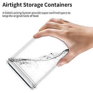 Airtight Food Storage Containers with Lids, 14 PCS Plastic Cereal Kitchen Stackable Food Storage Buckets Food Canisters for Kitchen Pantry Organization Snacks and Sugar Include 24 Labels, Black