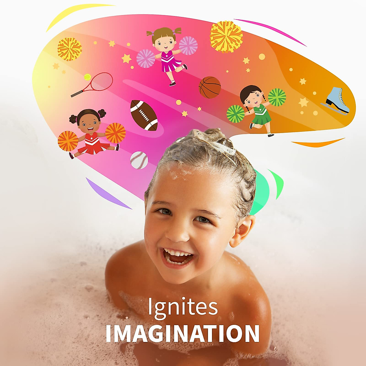 Daisy Encens Kids Bath Bombs with Toys Inside - Cheerleader in Training Gift Set Fun and Nourishing Bath Fizzies with Pure Essential Oils - Gift for Kids Gift for Girls- Moisturizing, All-Natural