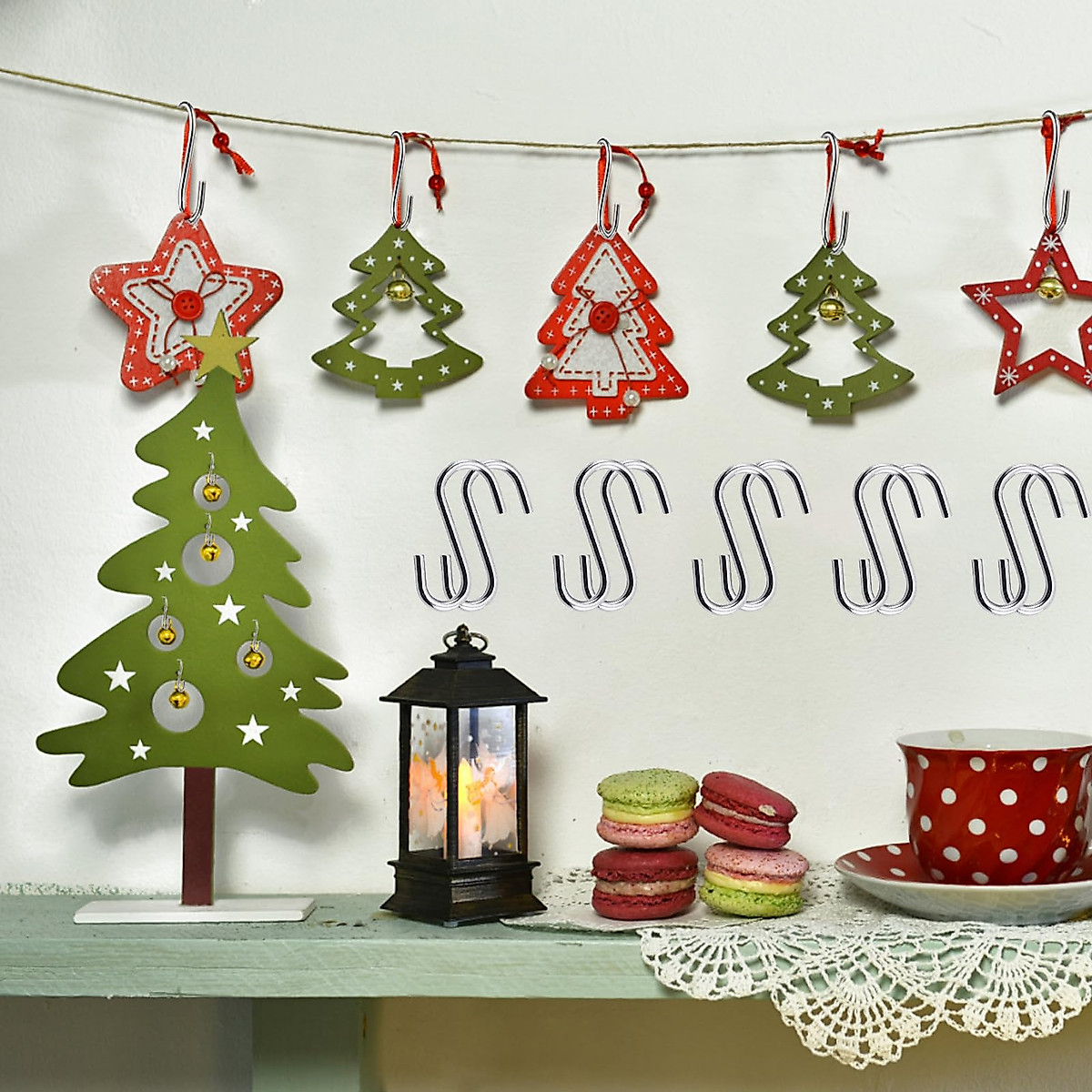 Florixen Stainless Steel Mini S-Hooks 100Pcs 1/2 Inch with Storage Box for Keychain Decoration Hangers Birthday Card DIY Jewelry Beads Handcraft (Silver)