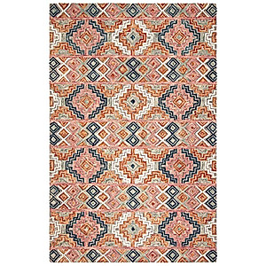 SAFAVIEH Aspen Collection 5' x 8' Orange / Fuchsia APN279P Handmade Boho Wool Area Rug