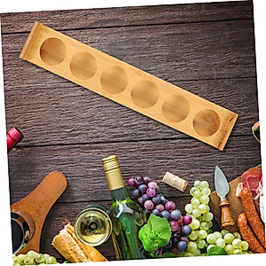 Cabilock Wine Cup Server Dish Wood Beer Flight Tray Bamboo Wine Glass Holder Modern Wooden Wine Rack Wine Cup Display Rack 6 Holes Wine Cup Server Dish Wood Paddle Serving Tray