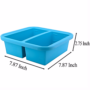 NAKTOW 2-Cup Silicone Freezer Tray with Lid - 2 Pack - Make 4 Perfect 2-Cup Portions - Easy Release Molds for Food Storage & Freeze Soup, Broth, Stew or Sauce Color Aqua (Aqua)
