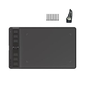 2023 HUION Inspiroy 2 Small Drawing Tablet (Black) and HUION Skeleton Artist Glove GL04