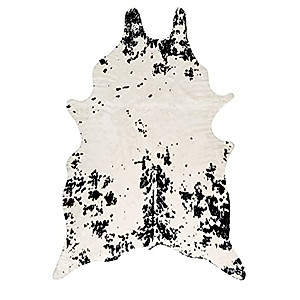 nuLOOM Marcia Machine Washable Faux Cowhide Area Rug, 5' x 6' 7", Black