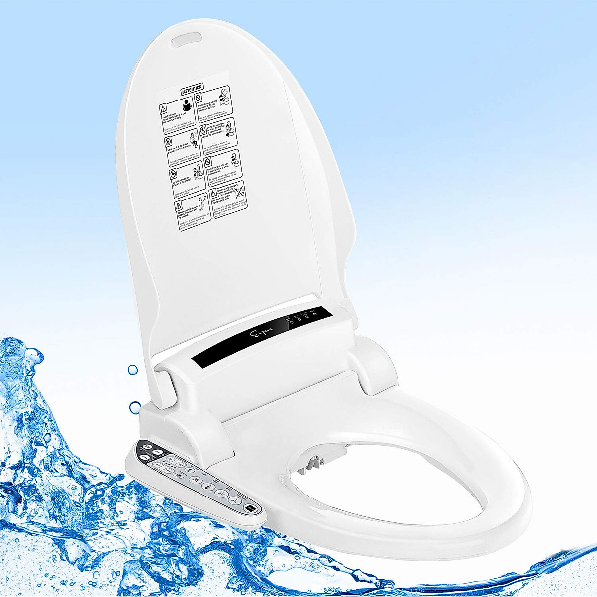 Empava Electric Bidet Elongated Heated Toilet Seat-Warm Air Dryer-Temperature/Water Pressure Control-Slow Closing Lid, White