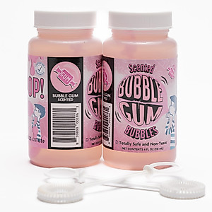 Atomic Bubbles: Bubble Love Bubblegum Scented Bubbles - 2 Pack - 4oz Bottles, Oversized Wand, Kids Events, Party Favors, Indoor & Outdoor, Non-Toxic