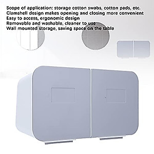 Pssopp Makeup Organizer, Wall Mounted Cotton Pads Dispenser Cosmetics Makeup Cotton Swab Holder for Bathroom Washroom White Gray Canisters