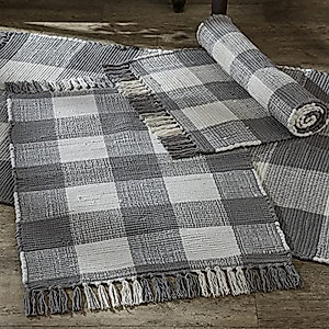 Park Designs Wicklow Check Rag Rug 2X3 Dove