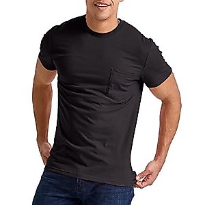 Hanes Originals Men's Short Sleeve Pocket T-Shirt, Tri-Blend Jersey, Black, Medium