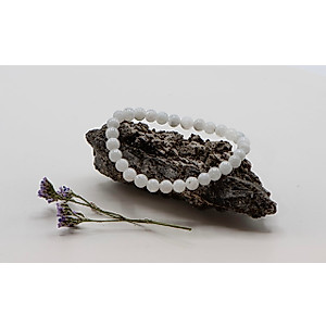 LTC Designs Shiny 6mm Round Moonstone Stackable Stretch Bracelet, 7" for Men, Women,and Teens.