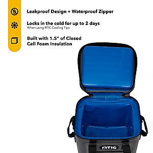 RTIC Soft Cooler 12 Can, Insulated Bag Portable Ice Chest Box for Lunch, Beach, Drink, Beverage, Travel, Camping, Picnic, Car, Trips, Floating Cooler Leak-Proof with Zipper, Blue/Grey