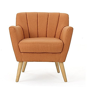 Christopher Knight Home Merel Mid-Century Modern Fabric Club Chair, Orange / Natural