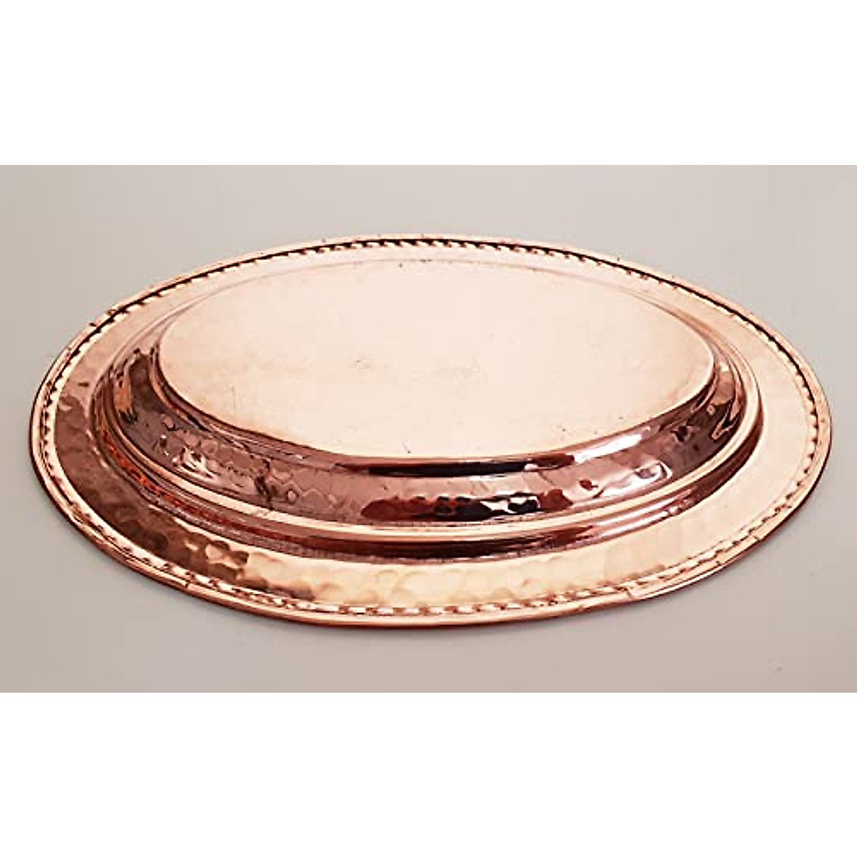 DLK - Handmade Pure Copper Serving Plate - Iskender Kebab Plate - Turkish Kebab presentation - Oval Copper Plate 12 inch (31cm)