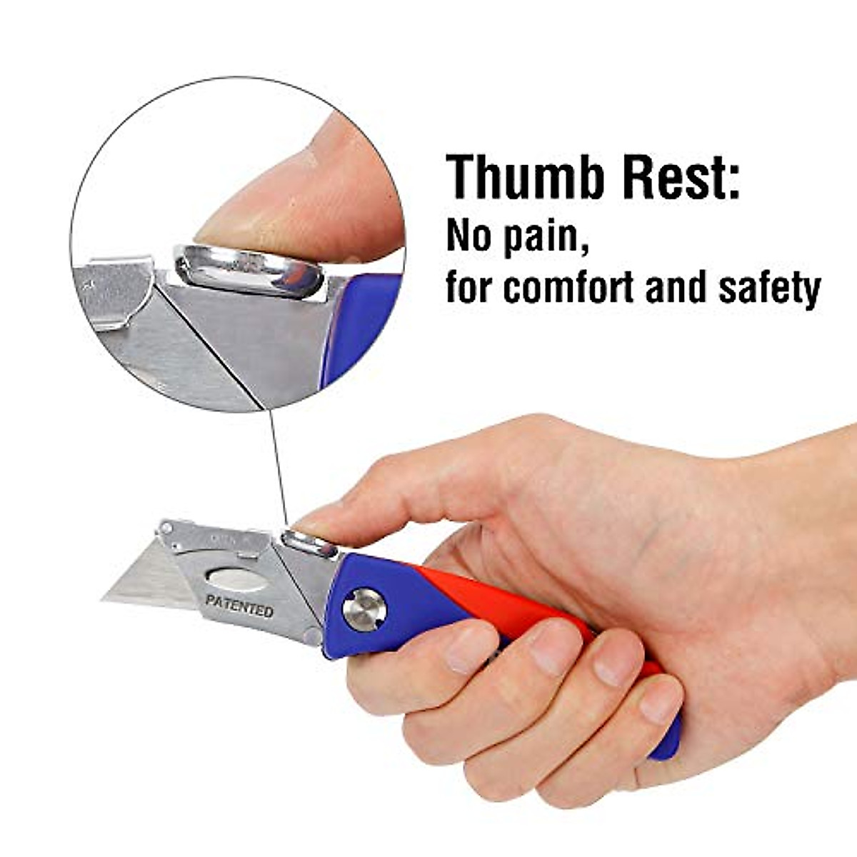 WORKPRO Folding Utility Knife, Quick-Change Box Cutter, Blade Storage in Handle with 5 Extra Blades Included