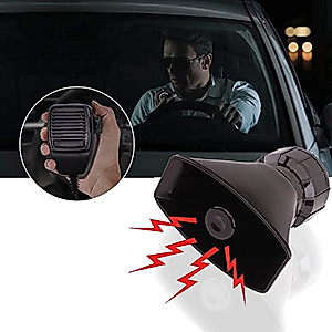 AOLIHAN 7 Tone Sound Loud Car Siren Horn Electronic Siren Emergency Horn Hooter/Ambulance/police Siren/Traffic Sound with Controller 12V 100W