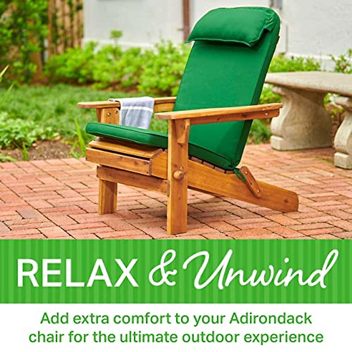Plant Theatre Adirondack Chair Cushion - High Back Patio Chair Cushion for Outdoor Furniture - Outdoor Chair Cushions for Rocking Chairs, Front Porch, Yard and Lawn Furniture - 49" x 22" Navy Blue