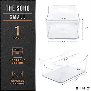 BINO | Plastic Storage Bins, Small | The SOHO Collection | Multi-Use Organizer Bins | Built-in Handles | BPA-Free | Pantry Organization | Home Organization | Fridge Organizer | Freezer Organizer