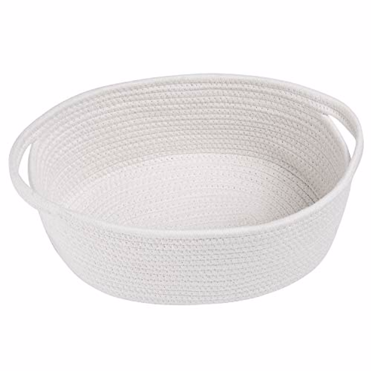 Cotton Rope Basket with Handles 13.4" x 8.7" X 5.9" Woven Cotton Rope Storage Baskets are Ideal for Toy Baskets Laundry Baskets Blanket Baskets and Nursery Baskets（White）