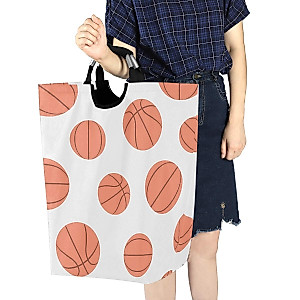 22.7"(H) Collapsible Laundry Hamper Basketball Print Laundry Basket Organizer Large with Handle Foldable Clothes Hamper