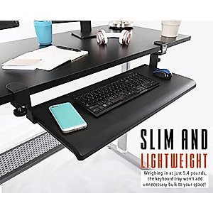 Stand Steady Easy Clamp-On Keyboard Tray - Extra Large Size - No Need to Screw Into Desk! Slides Under Desk - Easy 5 Min Assembly - Great for Home or Office!