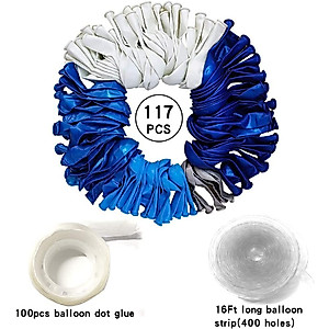 Blue Balloons Garland Arch Kit Blue Silver and White Balloons Blue Birthday Decorations Wedding Party Baby Shower Balloon Garland Kit Blue