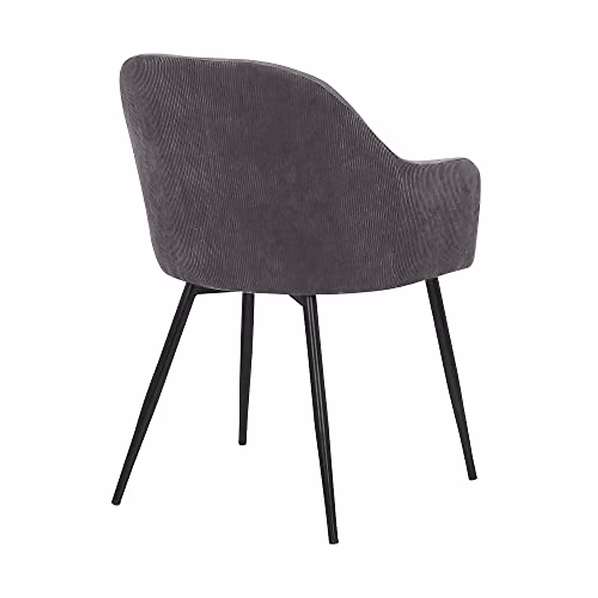 Armen Living Pixie Fabric Dining Room Chair with Black Metal Legs, 18" Seat Height, Grey