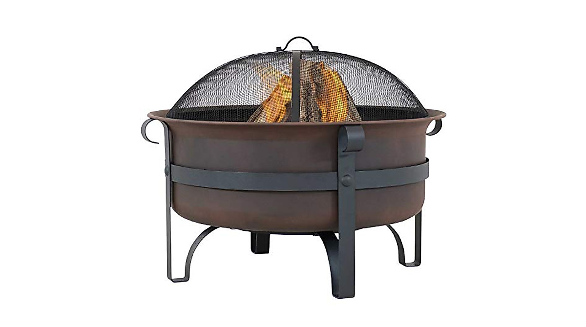 Sunnydaze 29-Inch Bronze Cauldron Fire Pit - Warm Up Outdoors