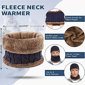 FZ FANTASTIC ZONE Mens Womens Winter Beanie Hat Scarf Set Warm Knit Thick Fleece Lined Skull Cap Neck Warmer for Men Women