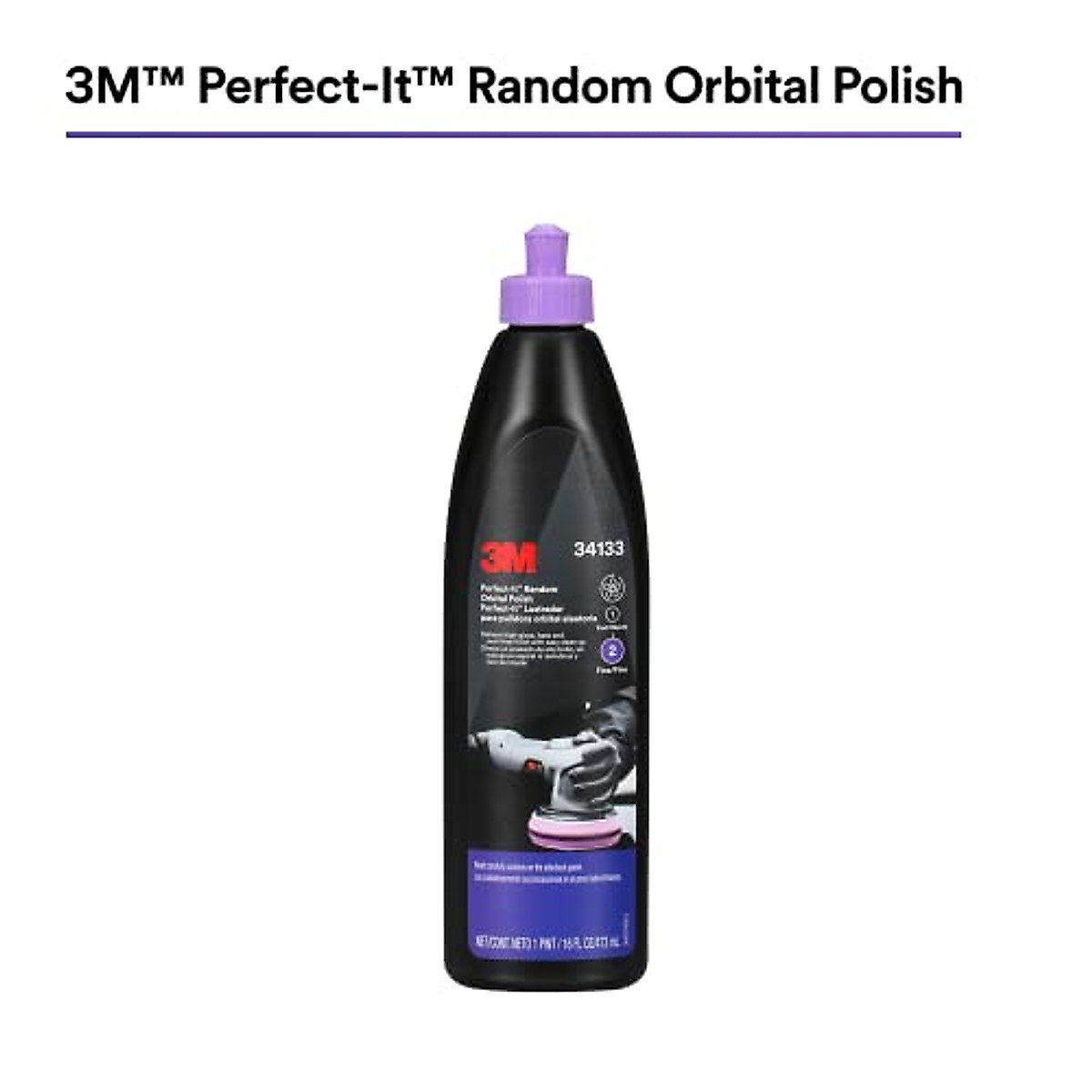 3M Perfect-It Random Orbital Polish, 34133, 1 Pint, Fast Cutting Polisher for Automotive Buffing & Polishing, High-Gloss Finish