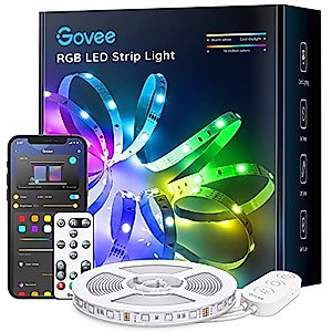 Govee 16.4ft Color Changing LED Strip Lights, Bluetooth LED Lights with App Control, Remote, Control Box, 64 Scenes and Music Sync Lights for Bedroom, Room, Kitchen, Party
