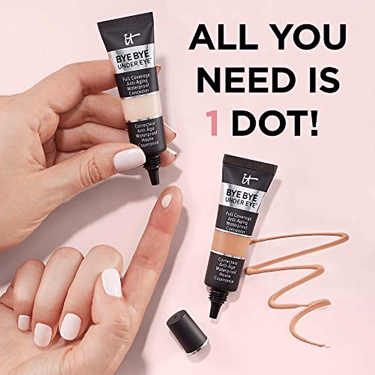 IT Cosmetics Bye Bye Under Eye Full Coverage Concealer - for Dark Circles, Fine Lines, Redness & Discoloration - Waterproof - Anti-Aging - Natural Finish – 20.0 Medium (N), 0.11 fl oz