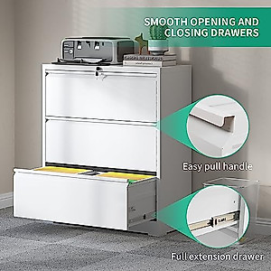 IKIMI Lateral File Cabinets with Drawer,Metal Lateral Filing Cabinet for Home Office,Wide Steel Storage Cabinet Commercial Drawer Cabinet for Legal/Letter/A4 Size Files