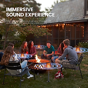 Outdoor Speakers Waterprrof, Birthday Gift Ideas for Him Her, Portable Bluetooth Speaker with Lights, Multi-Sync Wireless Speaker for Patio/Yard/Pool/Porch, Wall Mount&Stake&Hook Inc. (Black)