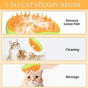 Cat Steam Brush, 3 In1 Spray Cat Brush, Self Cleaning Cat Steamy Brush, Cat Steamy Brush for Massage, Steam Pet Brush for Removing Tangled and Loosse Hair (Green)