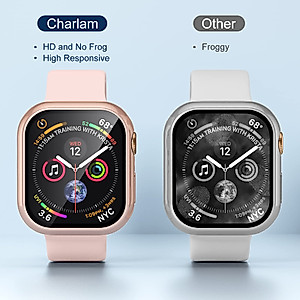 Charlam Compatible with Apple Watch Case 40mm iWatch SE Series 6 5 4 with Screen Protector, Full Protective Waterproof Bumper Cases Touch Sensitive Clear Film Screen Cover, Black/Clear/Rose Gold, 40mm