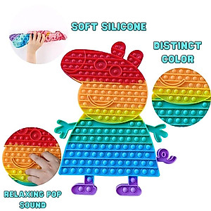 Ravel Jumbo Pig Giant Pop Fidget Toys Bubble It Huge Mega Large Biggest Popitsfidgets Sensory Toy Poppers Pops Its It's Figit Anxiety Stress Relief Autism Push, Rainbow Gift Cute Bubbles