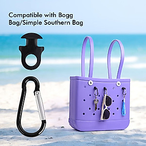 Funnacle Key Holder for Bogg Bag Accessories for Bogg Bags Carabiner Charm Keychain Compatible with Bogg Bag Simply Southern Rubber Beach Tote Bag （4 PCS Black）