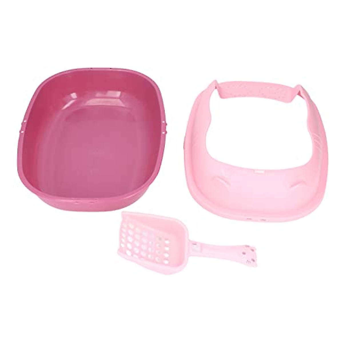 Open Top Cat Litter Box with Scoop,Kitty Litter Pan Prevent Sand Leakage,Waterproof Sifting Box for Small Cats,Durable Removable,for Cats Dogs Small Pets(Pink)