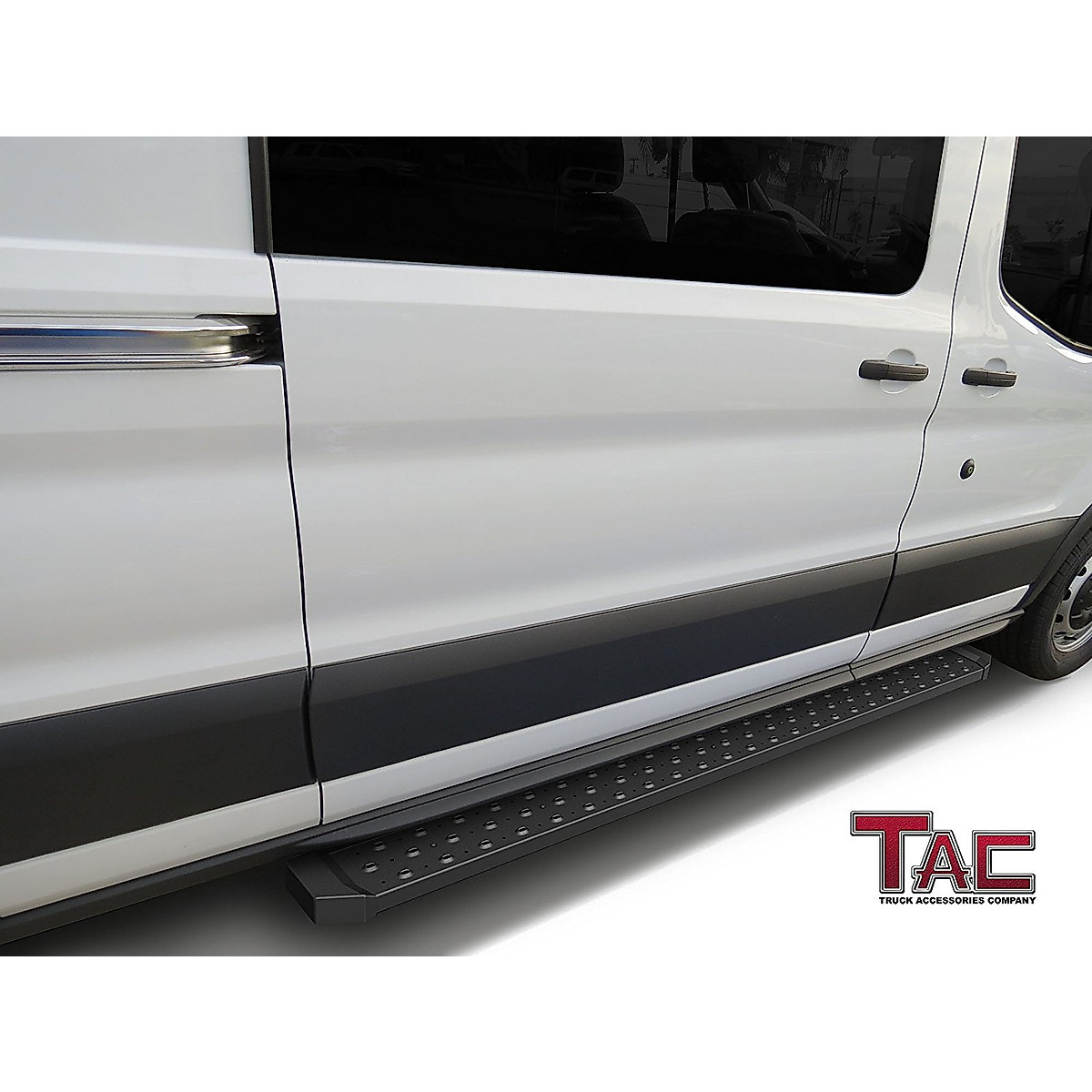 TAC 6.5” Running Boards Fit 2015-2023 Ford Transit Van (Exclude 2022-2023 E-Transit) 148" Wheel Base Full Size Utility Black Rattler Steel Side Steps Nerf Bars Step Rails Off Road Accessories 2 Pcs