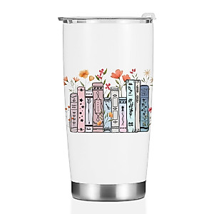 Book Lovers Gifts Stainless Steel Tumbler, Book Club Gifts Bookish Gifts Coffee Mug with Lid, 20 oz Thermal Cup Insulated Water Glasses, Book Accessories Librarian Gifts for Women Girls Readers Sister