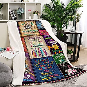 CYREKUD Social Worker Gifts for Women Blanket,Social Worker Gifts Throw Blanket,Social Worker Office Decor Blanket,Social Worker Soft Warm Blanket for Home Bedroom Sofa Couch Christmas Decor 50"x 60"