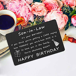 TGCNQ Son-in-law Birthday Gifts Son in law Birthday Card - Engraved Wallet Card, Happy Birthday to Son in law