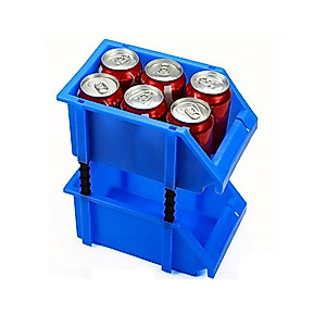 Stackable Storage Box Stackable Storage Bins Stacking Bin Storage Containers Rack Organizer Bin Tool Boxes Garage Bin Stackable Bins for Tool Hardware (Blue)