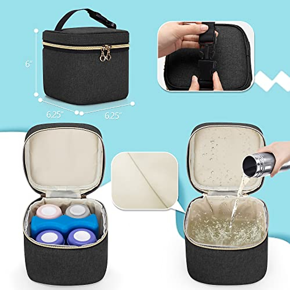 Luxja Breast Pump Bag (with a Breastmilk Cooler Bag, a Small Carrying Case and a Waterproof Mat) Compatible with Spectra S1 and S2, Pumping Bag for Breast Pump and Extra Parts, Black