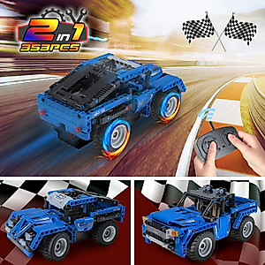 Kidpal STEM Building Toys for 6-12 Year Old Boys, 2-in-1 Technic Remote Control Car Building Kits for Kids 8-12, Erector Set Pickup Truck Build Set Model for 6 7 8 9 11 12+ Years Old Boys Girls