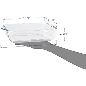 Red Co. 2 Qt Large 8.5” x 8.5” Square Clear Glass Casserole Baking Dish with Handles