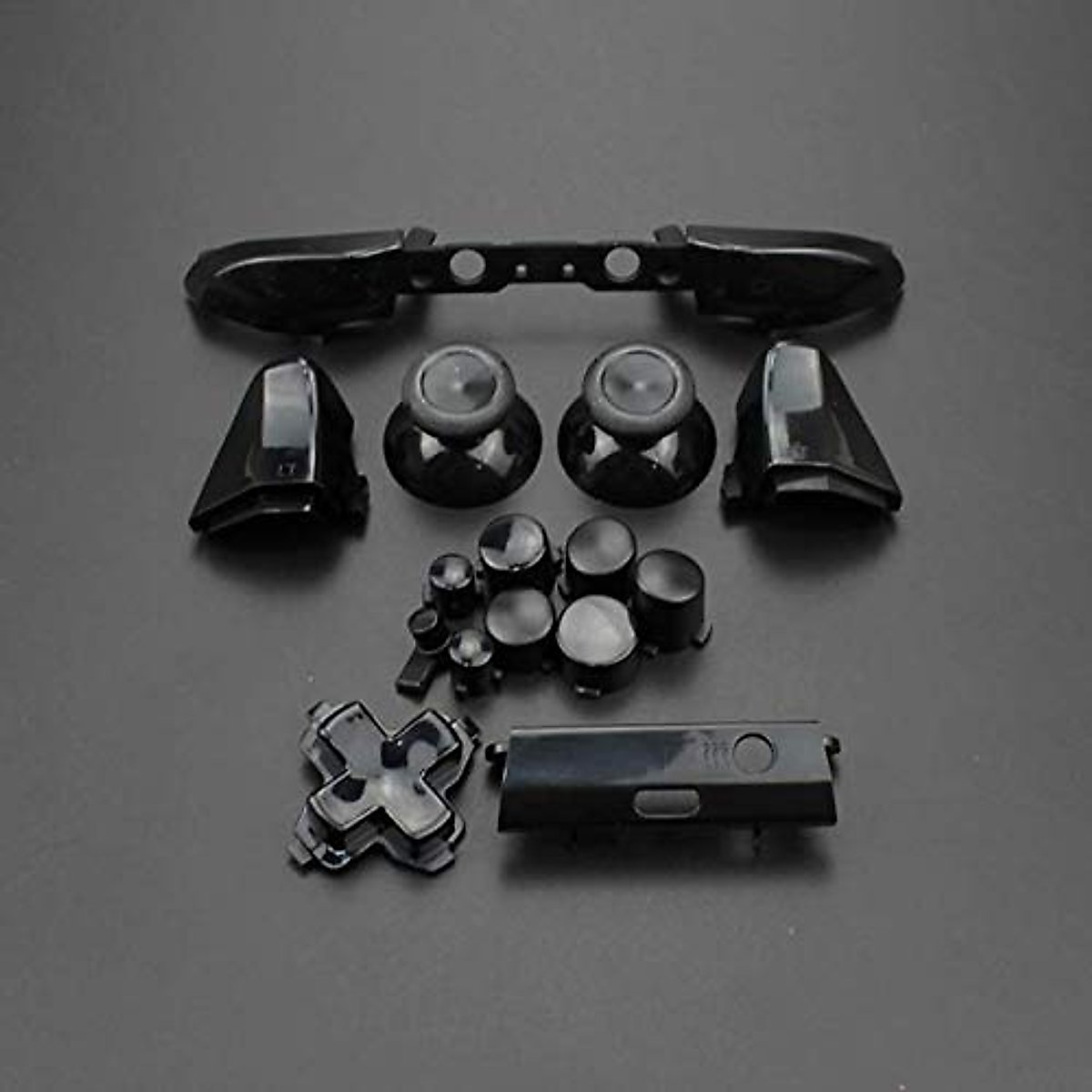RB LB Bumper RT LT Trigger Buttons Mod Kit for Xbox One S Slim Controller Analog Stick Dpad Solid &Chorme (Solid Black)