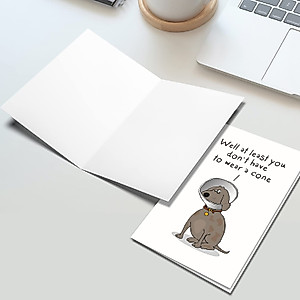 Funny Get Well Soon Card Gift, Humor Speedy Surgery Recovery Card for Him Her Friends, At Least You Don't Have to Wear A Cone